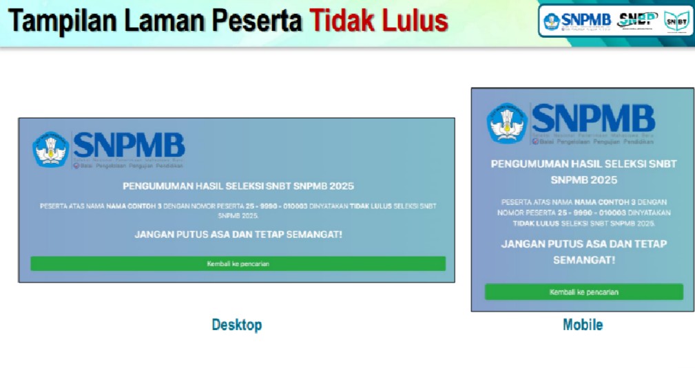 Hasil SNBT 2025 Diumumkan Besok, Ini Tanda Peserta Lulus atau Tidak